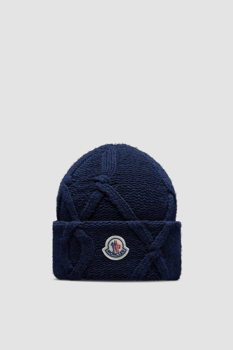Navy Blue Wool Beanie - Hats & Beanies for Men | Moncler FR