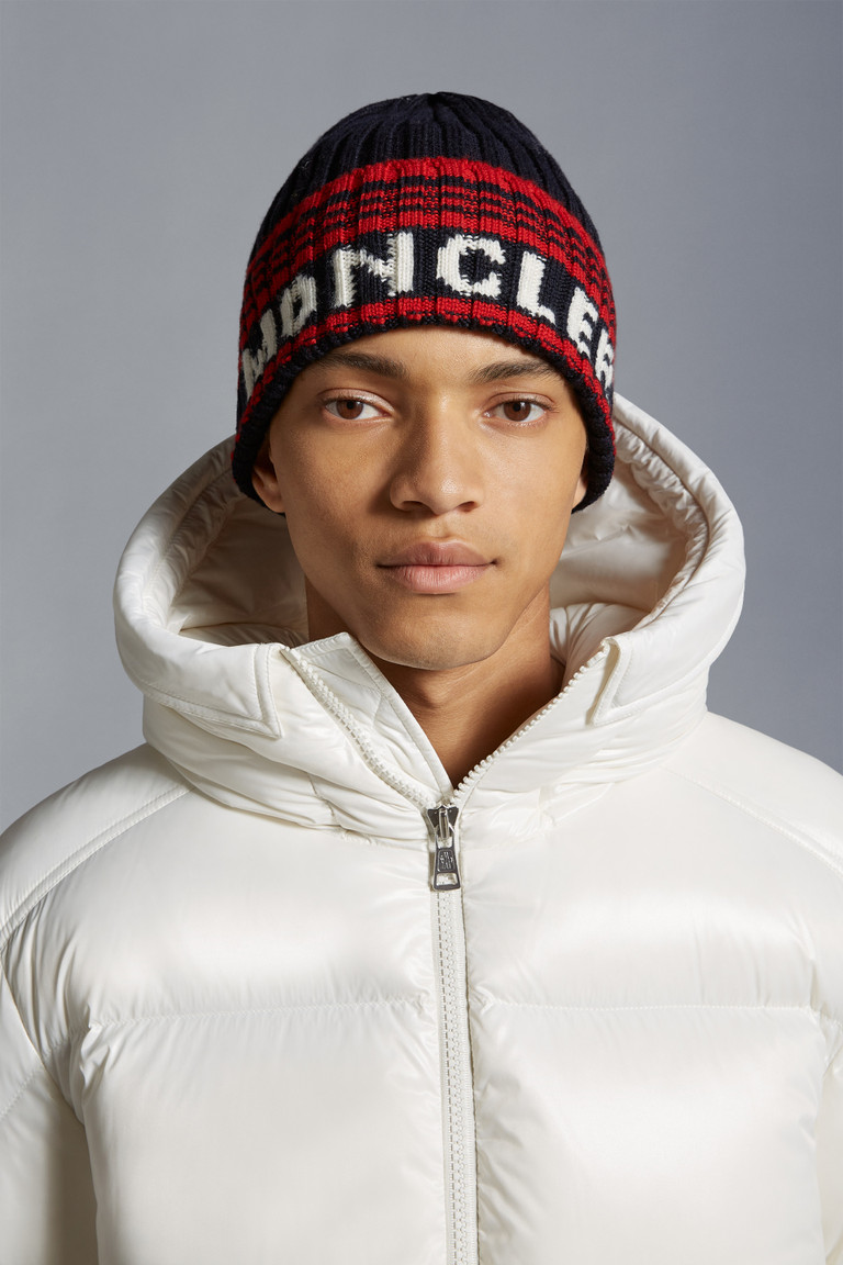 Night Blue Logo Wool Beanie - Hats & Beanies for Men | Moncler NL