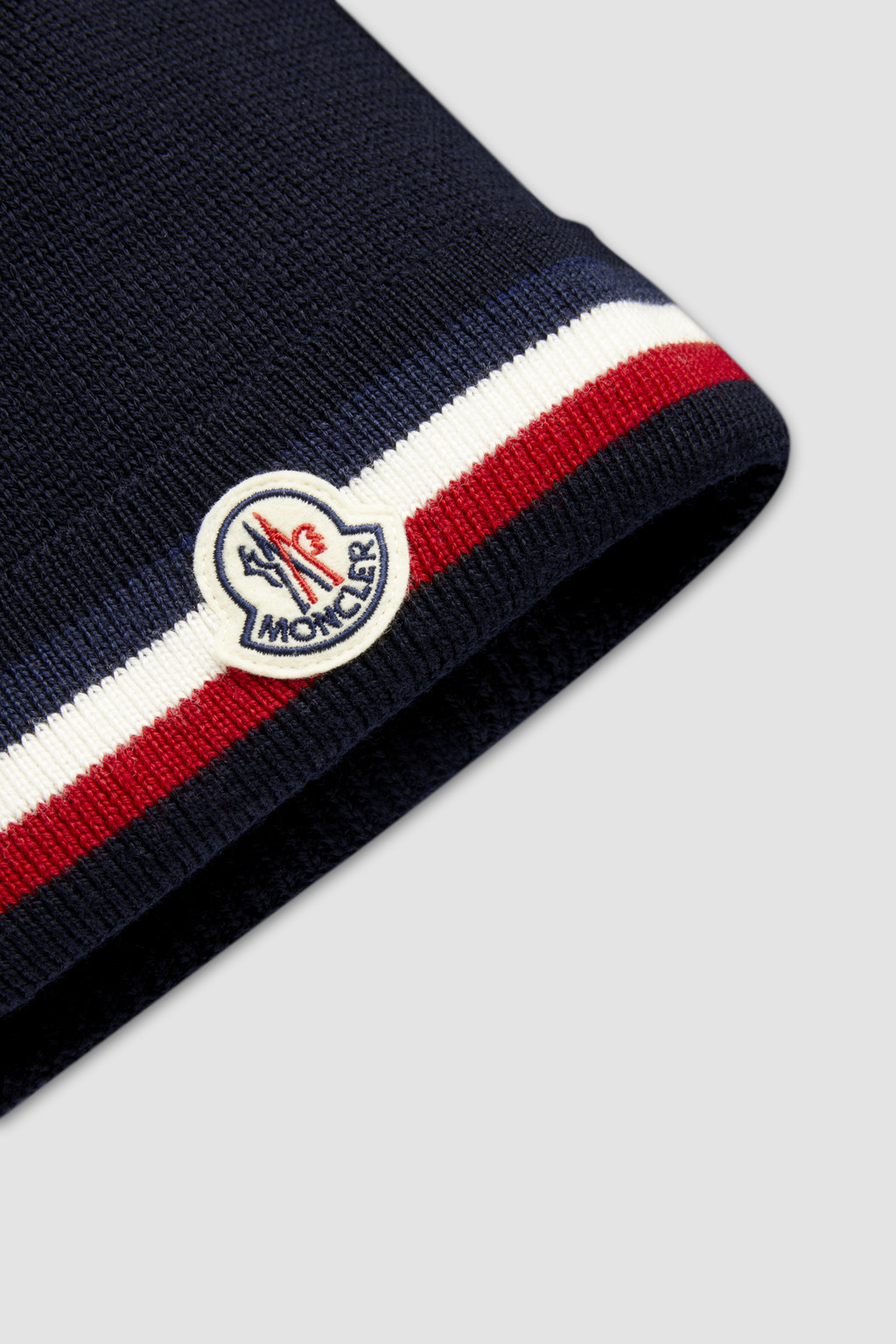 Navy Blue Tricolour Wool Beanie - Hats & Beanies for Men | Moncler GR