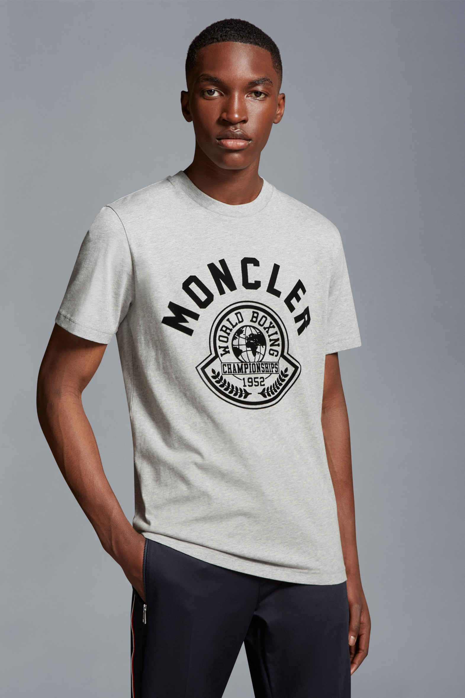 Gray Printed Motif T-Shirt - Polos & T-shirts for Men | Moncler HK