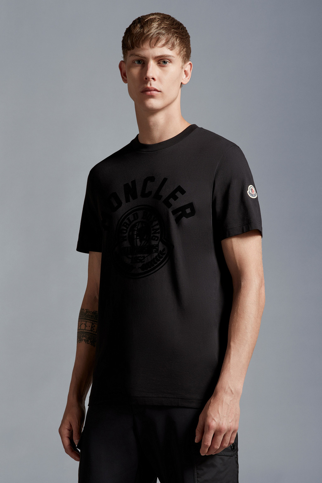 Black Printed Motif T-Shirt - Polos & T-shirts for Men | Moncler SG