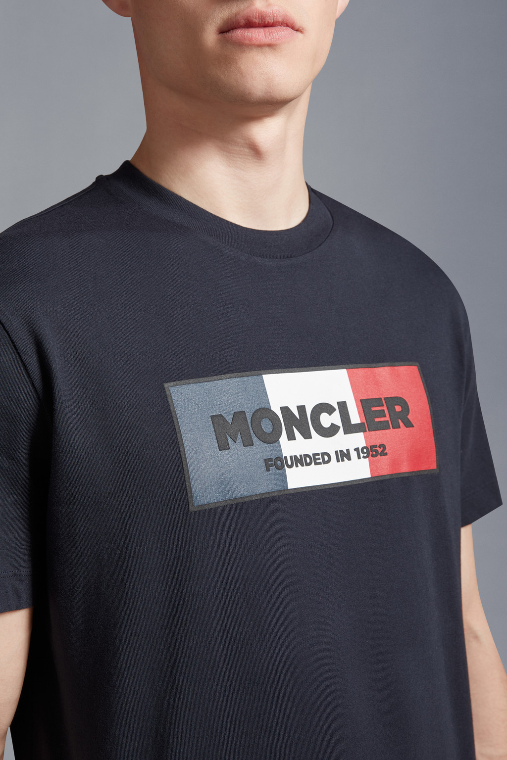 Navy Blue Tricolour Motif T-Shirt - Polos & T-shirts for Men | Moncler DE