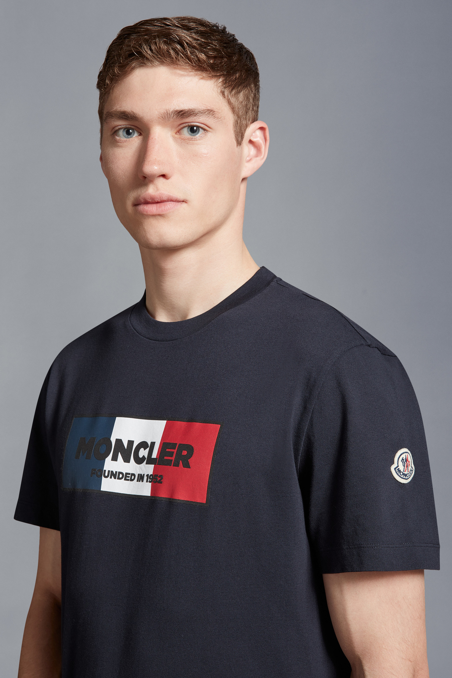 Navy Blue Tricolour Motif T-Shirt - Polos & T-shirts for Men | Moncler DE