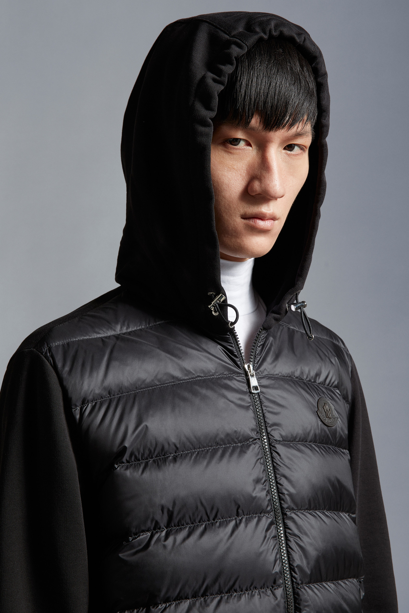 Black Padded Fleece Zip-Up Sweatshirt - Sweatshirts for Men | Moncler HR
