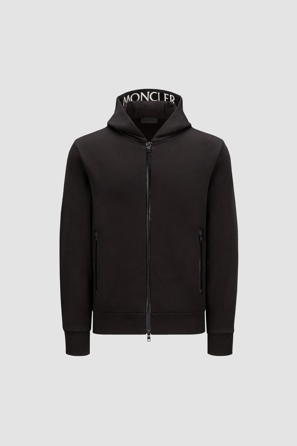 Black Logo Zip-Up Hoodie - Sweatshirts for Men | Moncler RO