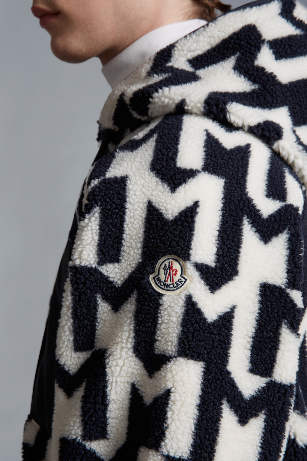 White & Blue Monogram Zip-Up Hoodie - Sweatshirts for Men | Moncler DE
