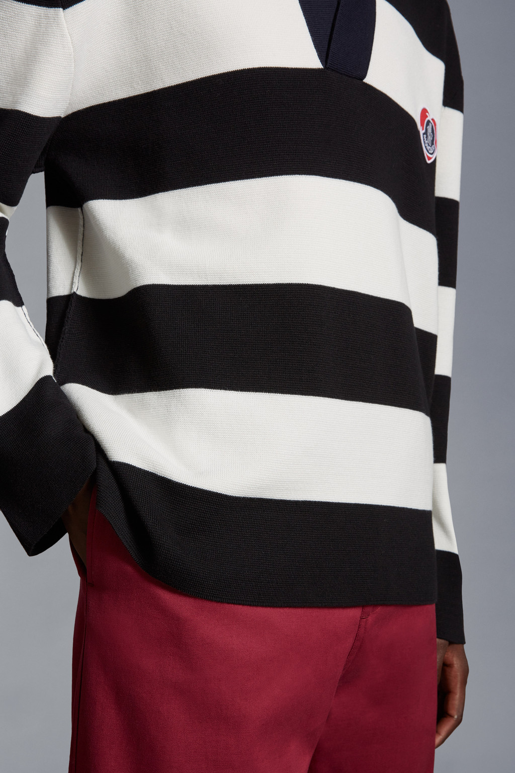 Black & White Moncoeur Motif Knit Polo Shirt - Polos & T-shirts for Men ...