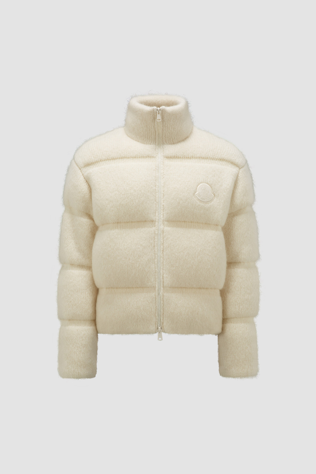 White Padded Mohair & Wool Zip-Up Cardigan - Sweaters & Cardigans for ...