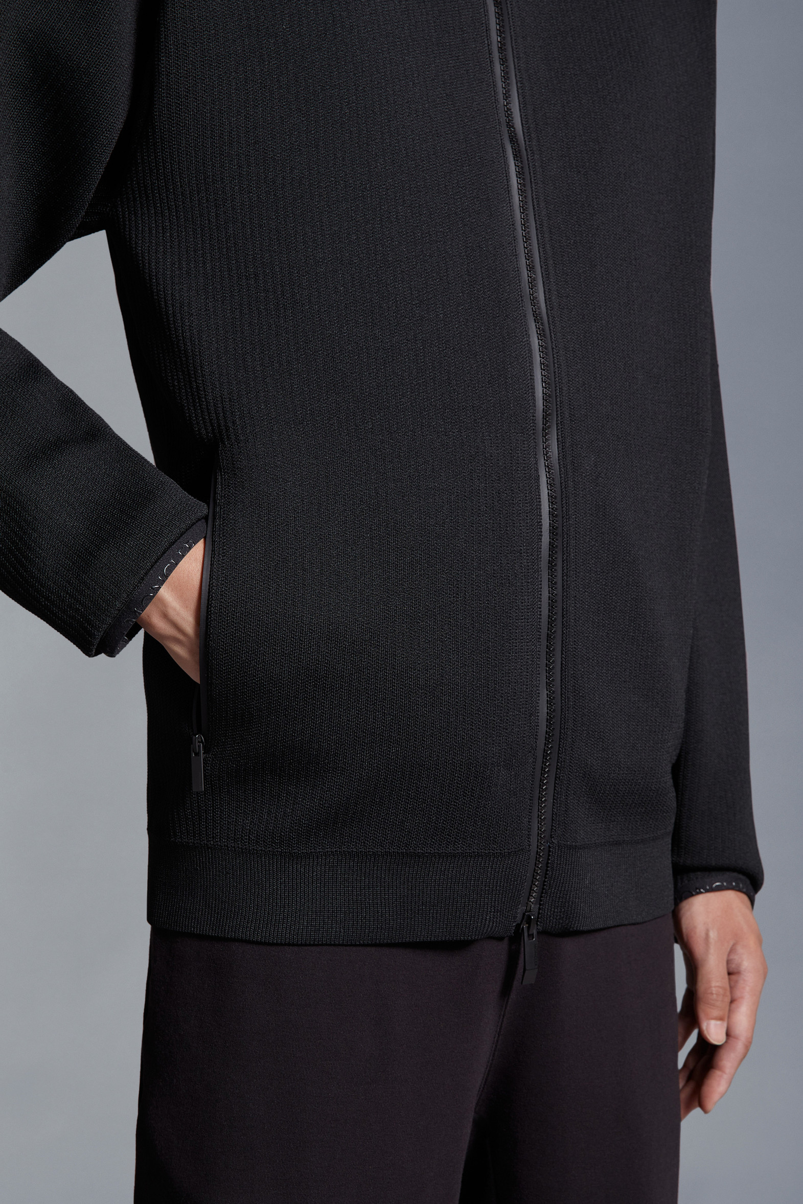 Black Zip-Up Hoodie - Sweaters & Cardigans for Men | Moncler HK