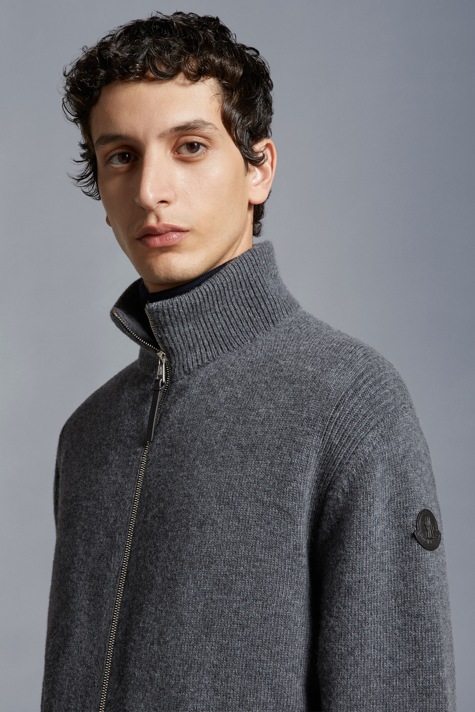Gray Padded Wool Cardigan - Sweaters & Cardigans for Men | Moncler DE