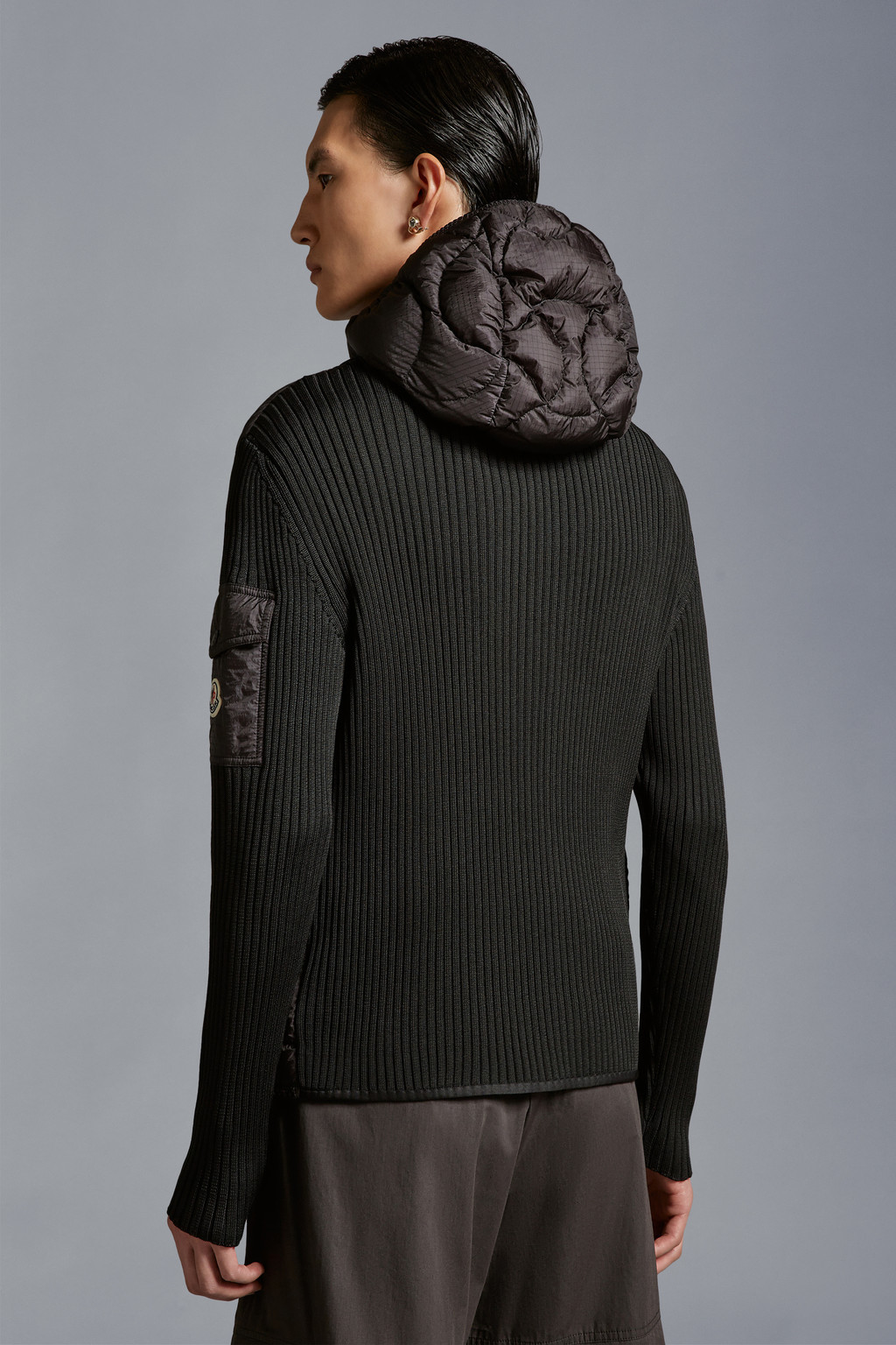 Black Padded Hooded Cardigan - Sweaters & Cardigans for Men | Moncler LU