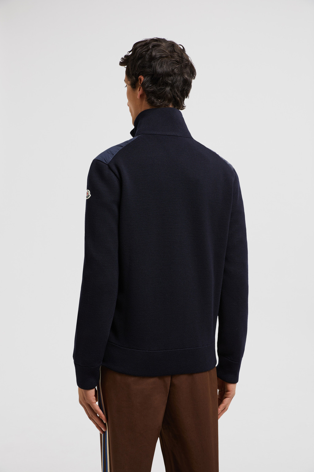 Navy Blue Padded Wool Cardigan - Sweaters & Cardigans for Men | Moncler US