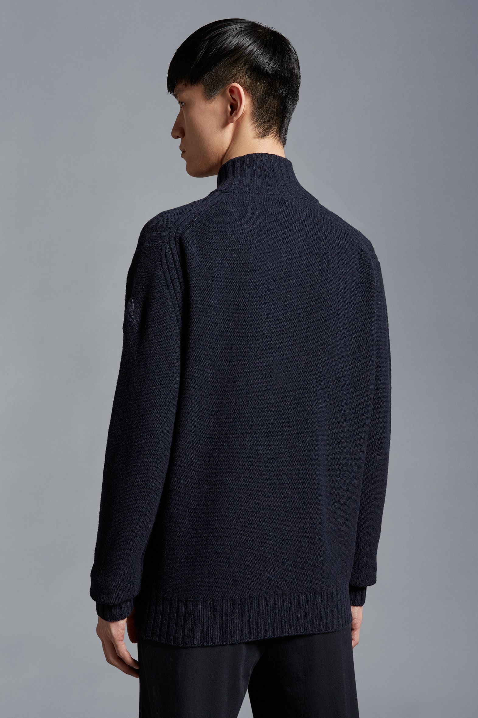 Navy Blue Wool Polo Neck Jumper - Sweaters & Cardigans for Men | Moncler NO