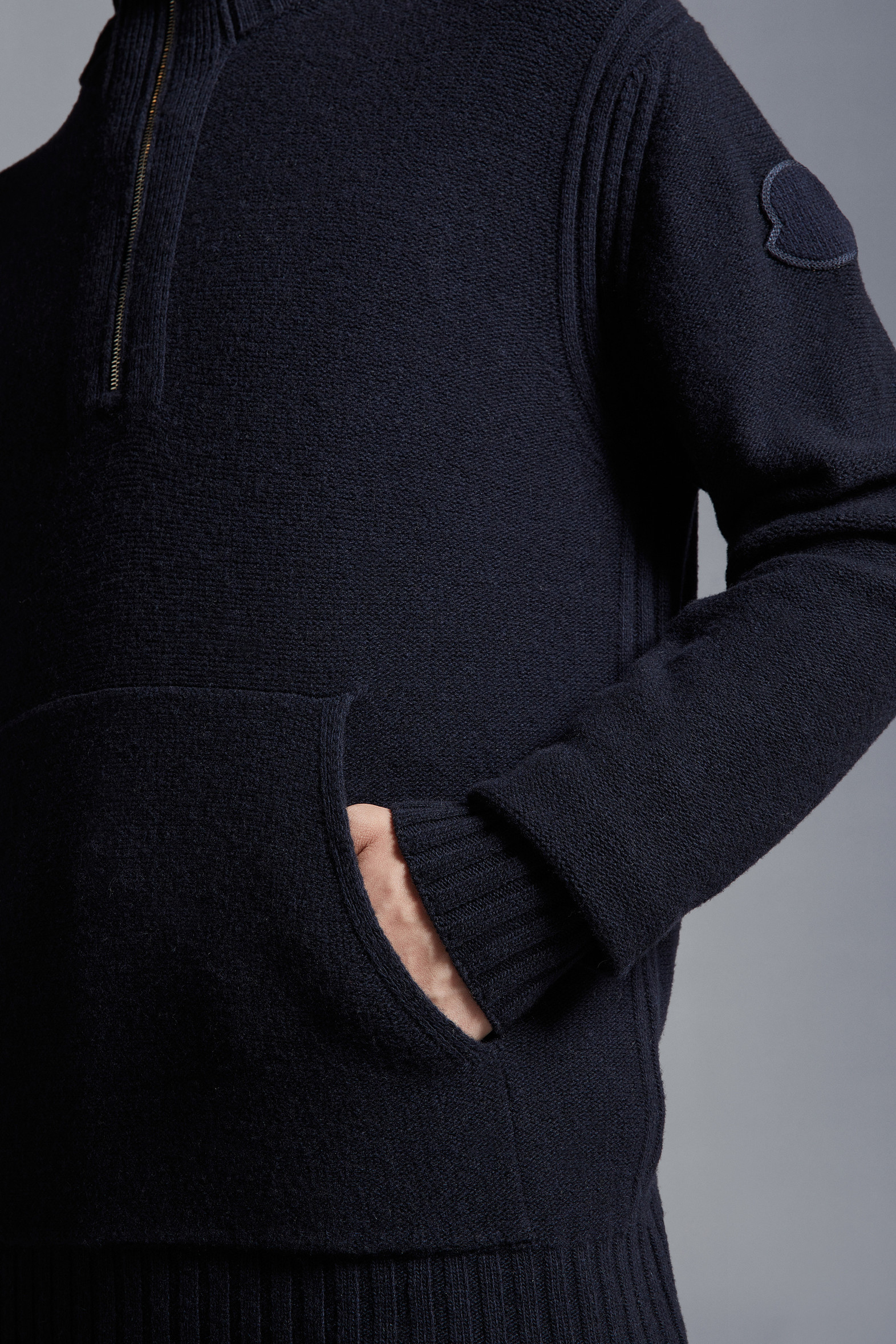 Navy Blue Wool Polo Neck Jumper - Sweaters & Cardigans for Men | Moncler NO