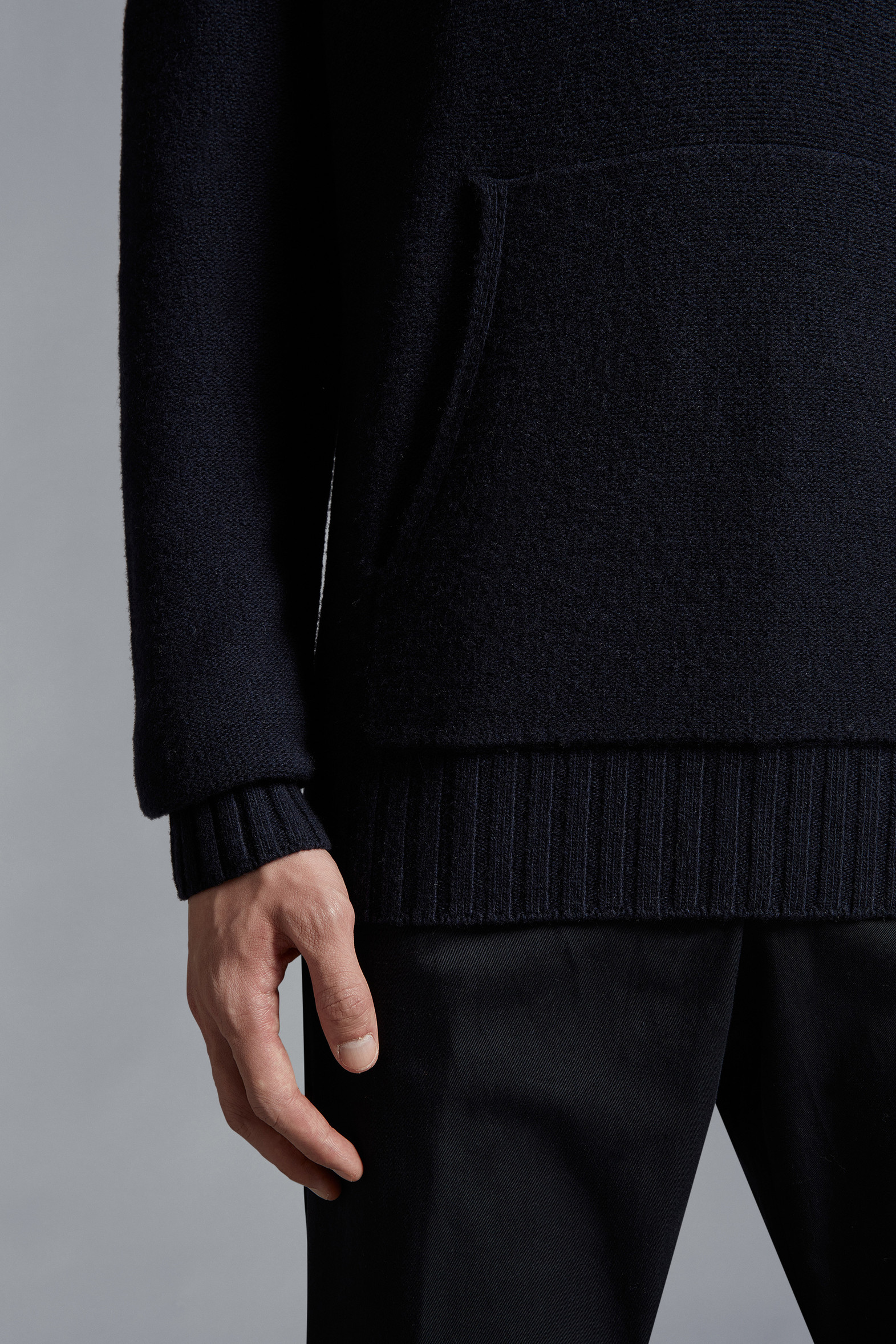 Navy Blue Wool Polo Neck Jumper - Sweaters & Cardigans for Men | Moncler NO