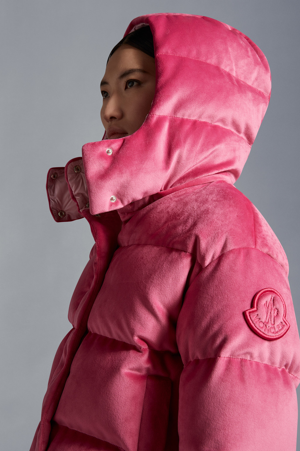 Fuchsia Daos Chenille Down Jacket - Short Down Jackets for Women ...
