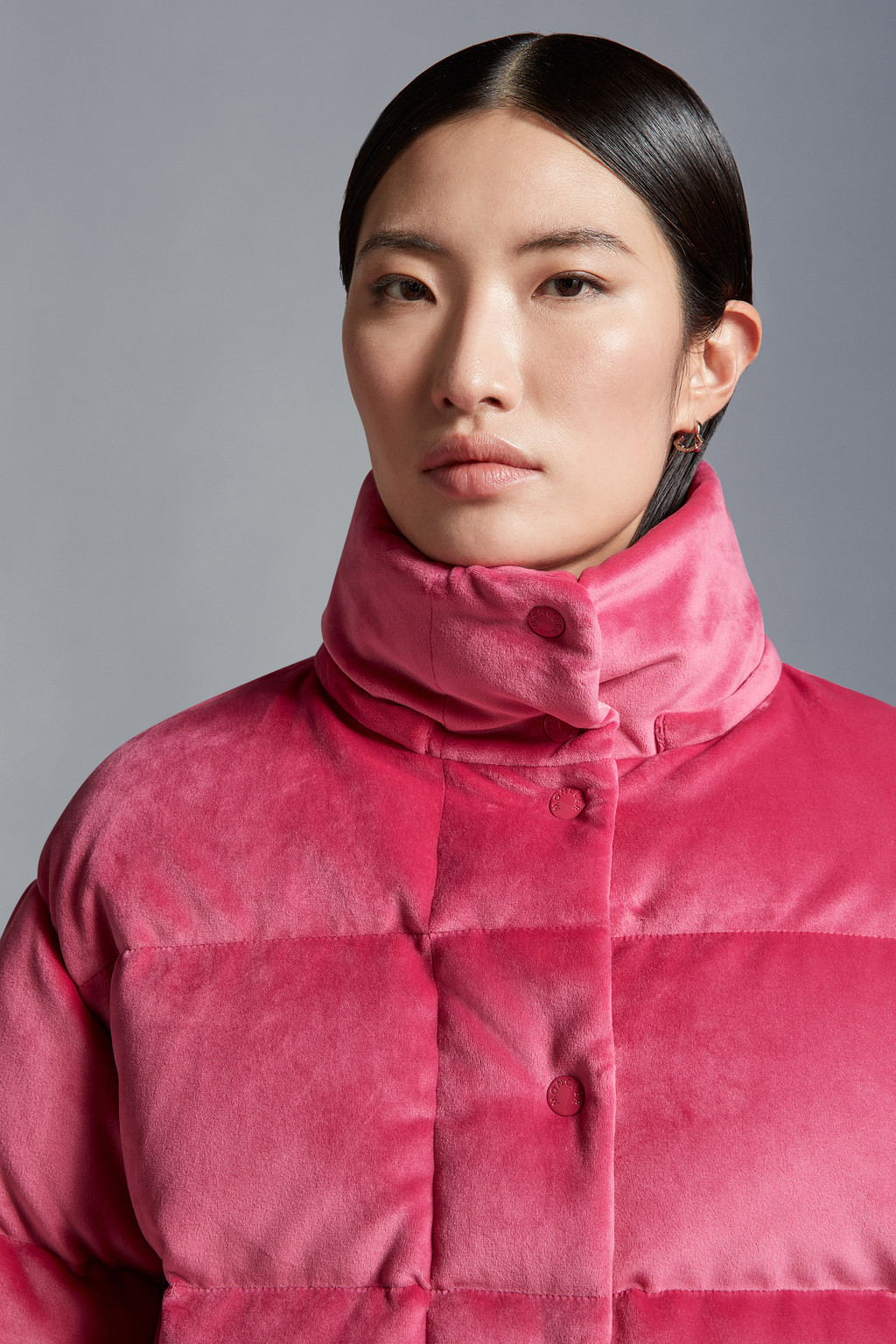 Fuchsia Daos Chenille Down Jacket - Short Down Jackets for Women ...
