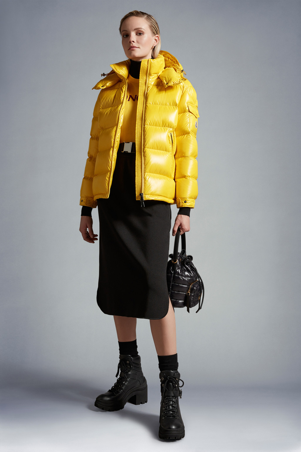 MICHAEL Michael Kors Glossy Puffer Jacket In Yellow Lyst