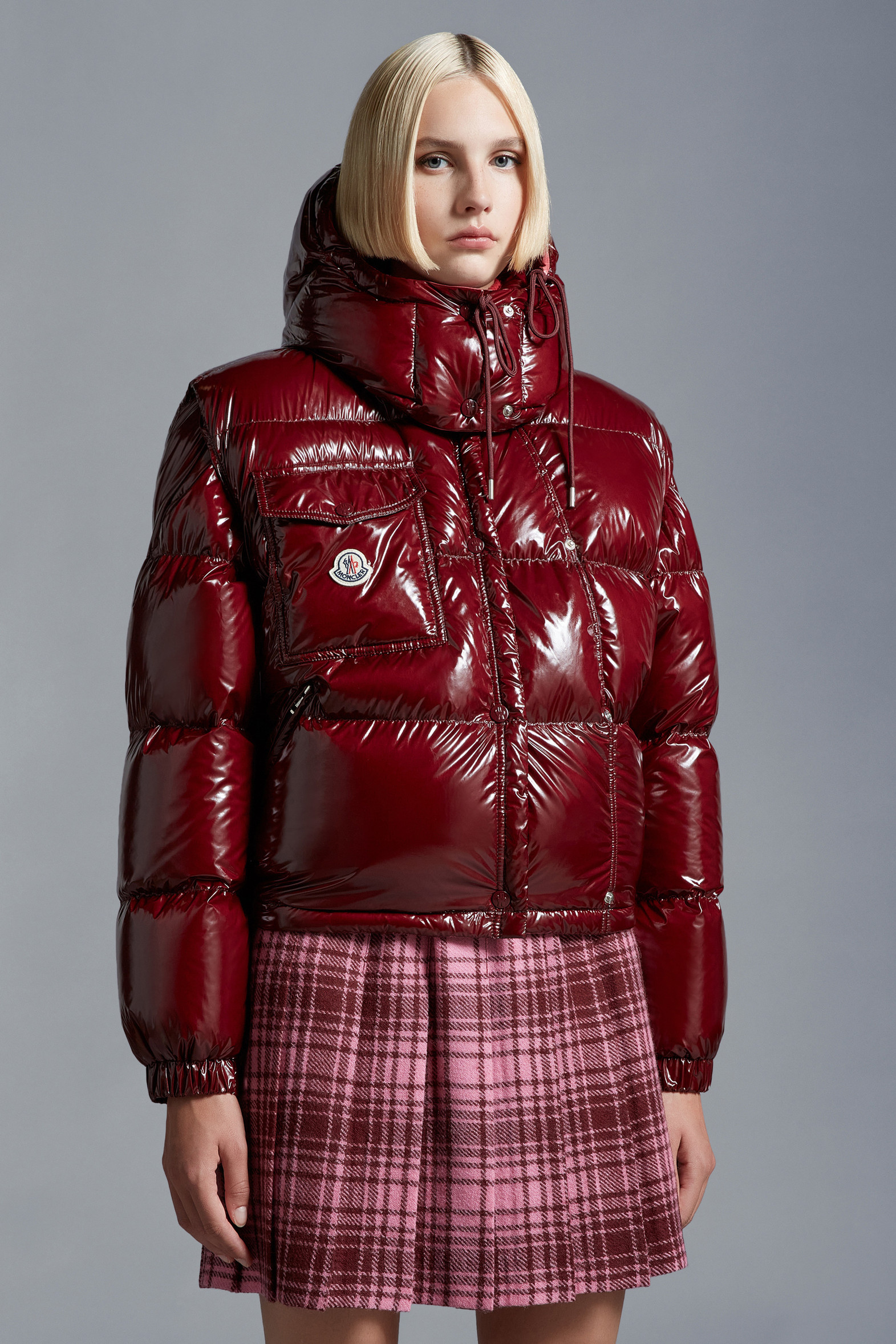 Burgundy Moncler Karakorum Short Down Jacket Women - Short Down Jackets ...