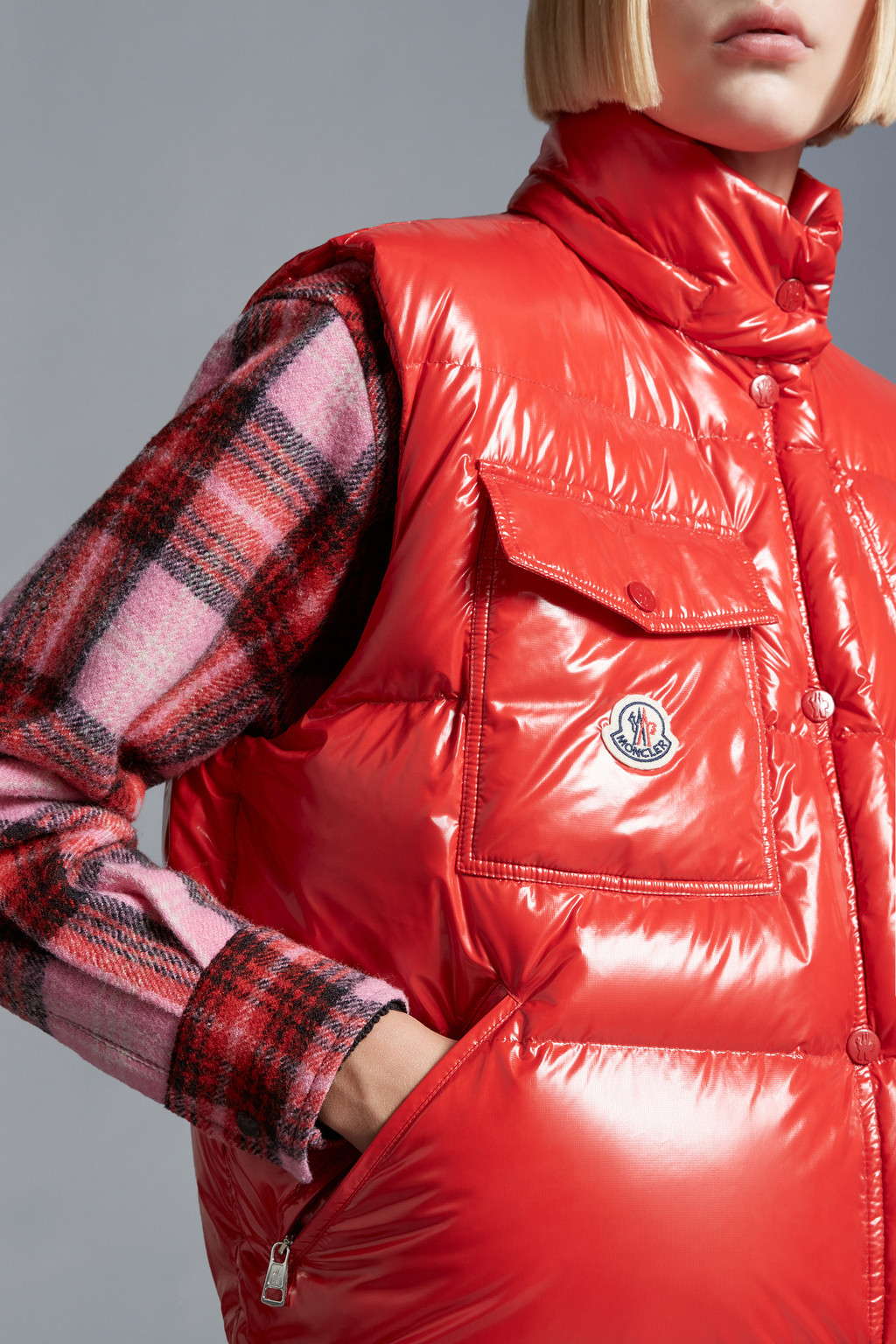 Red Moncler Karakorum Short Down Jacket Women - Short Down Jackets for ...