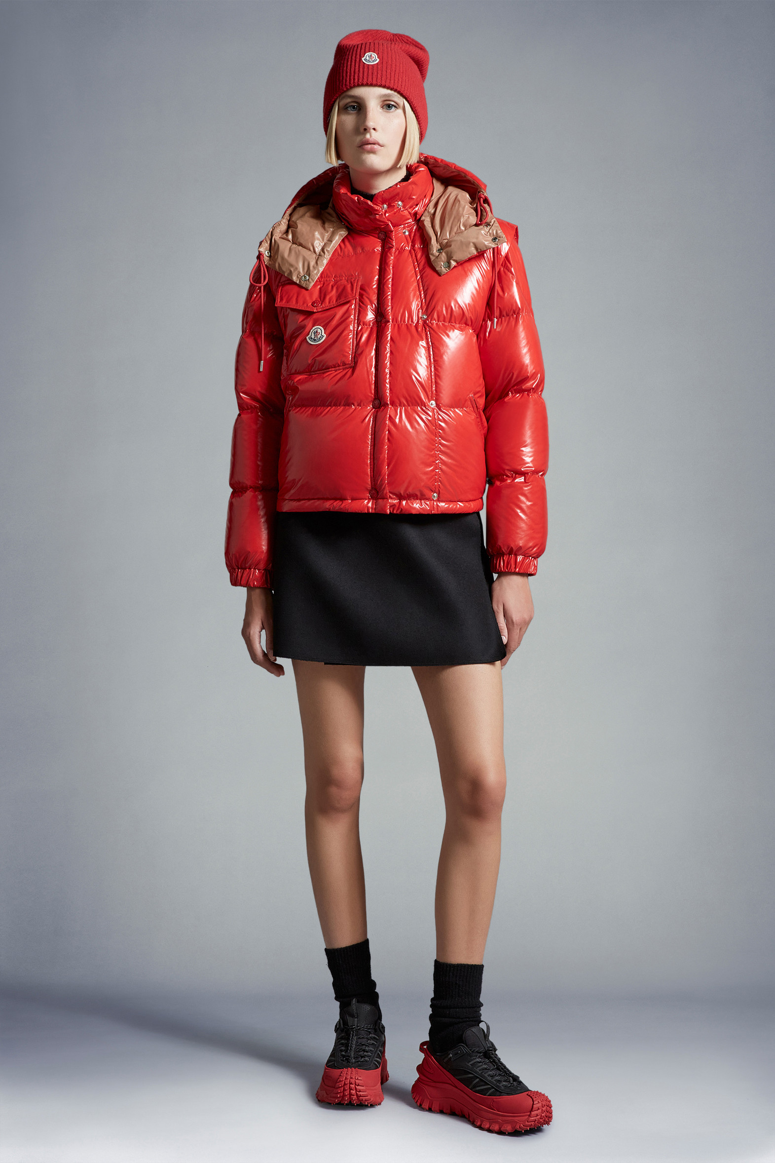 Red Moncler Karakorum Short Down Jacket Women - Short Down Jackets for ...