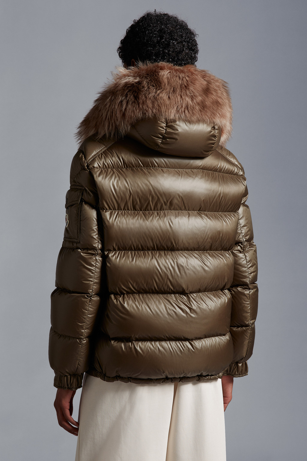 Olive Brown Mairefur Short Down Jacket - Short Down Jackets for Women | Moncler SG