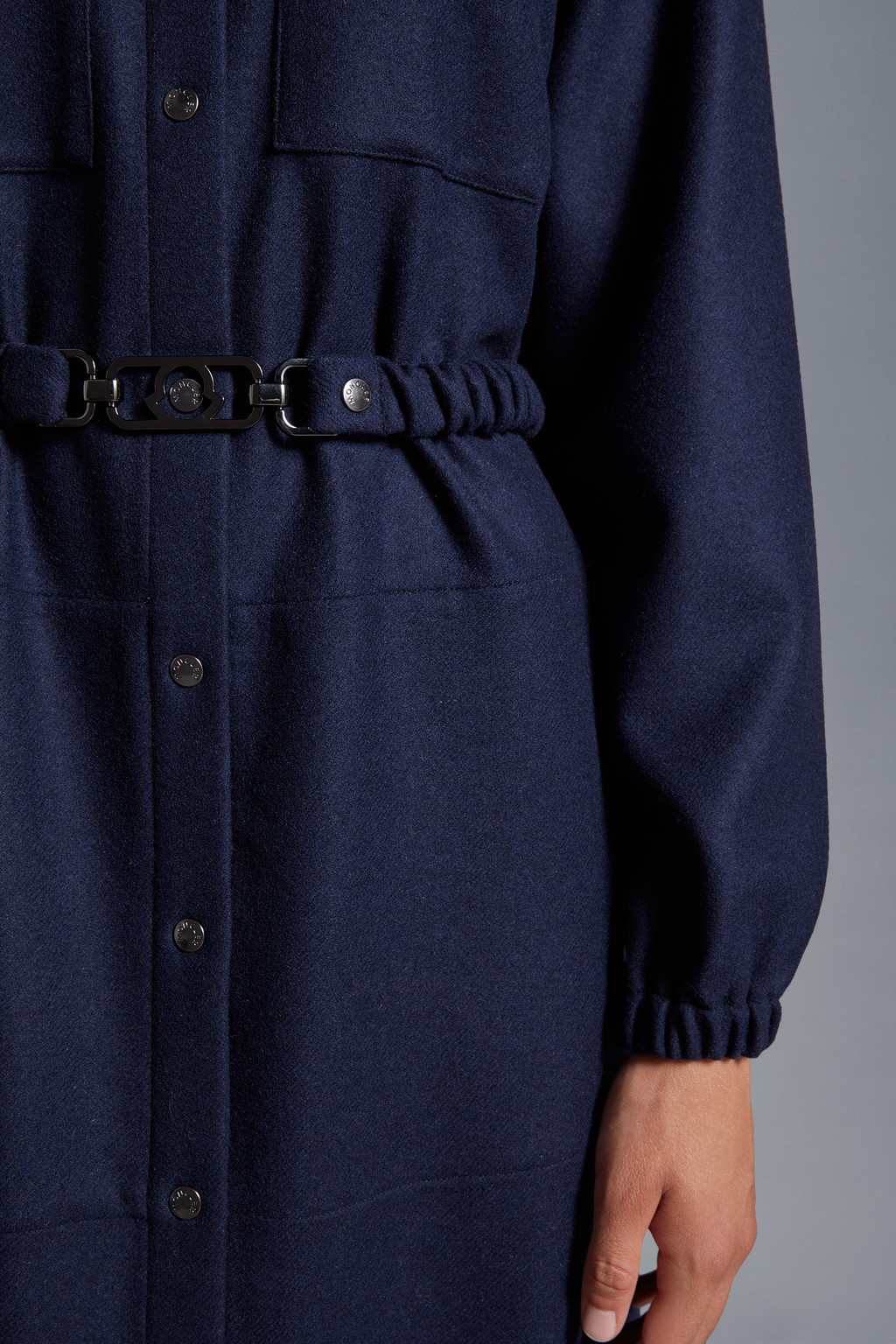 Night Blue Flannel Shirt Dress - Dresses for Women | Moncler HK
