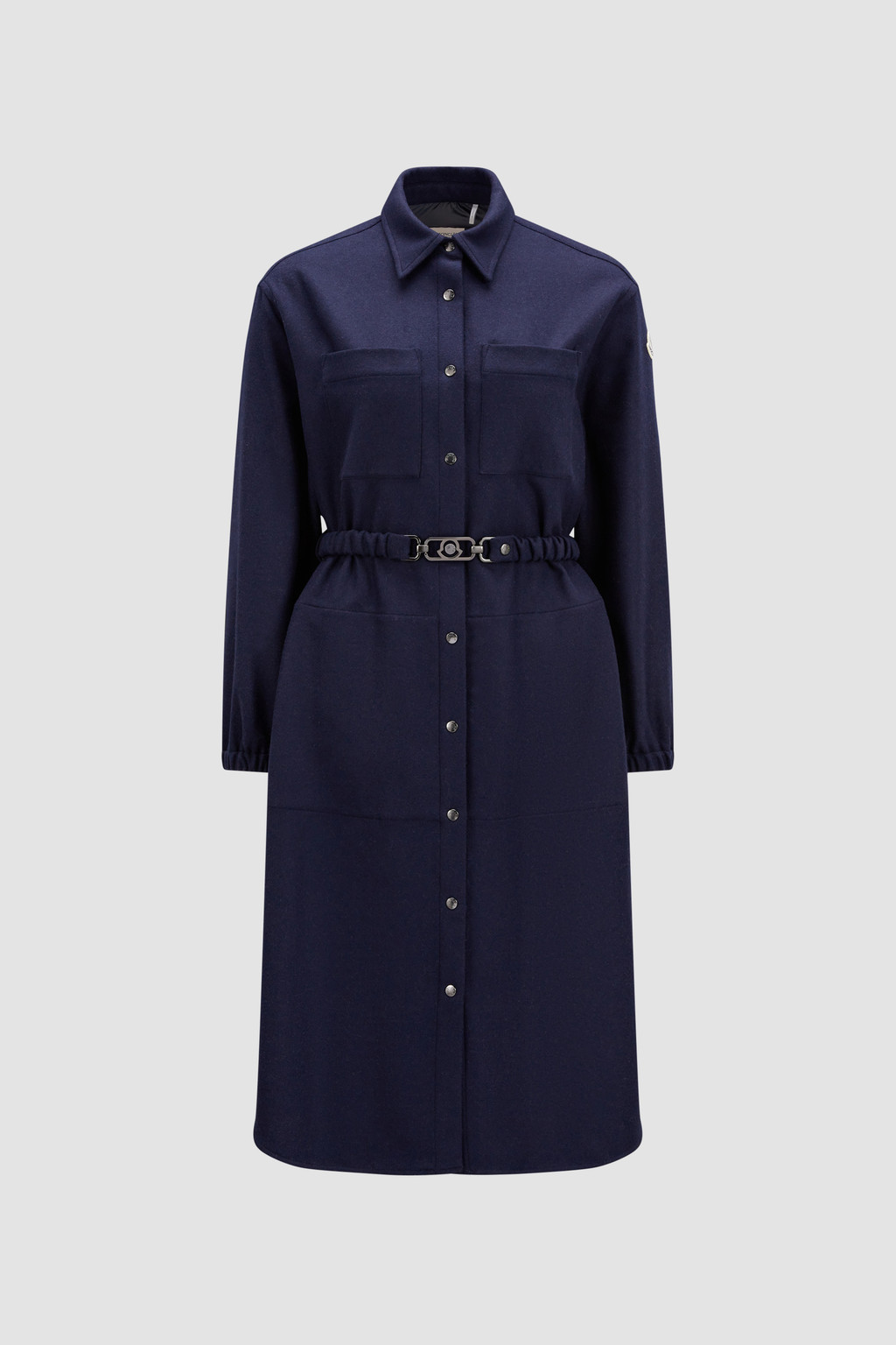 Night Blue Flannel Shirt Dress - Dresses for Women | Moncler HK