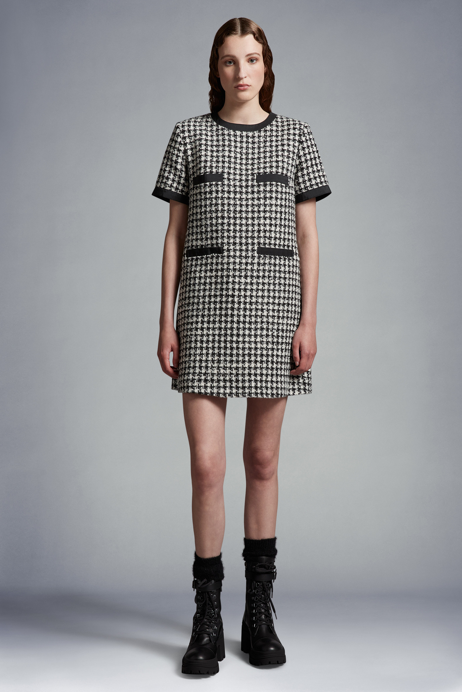 Black & White Houndstooth Bouclé Dress - Dresses for Women | Moncler HK