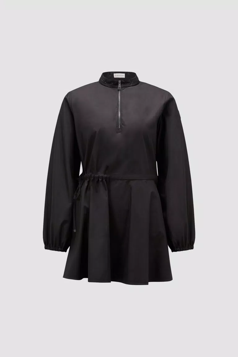 Robe En Popeline De Coton Noir Robes Femme Moncler Fr