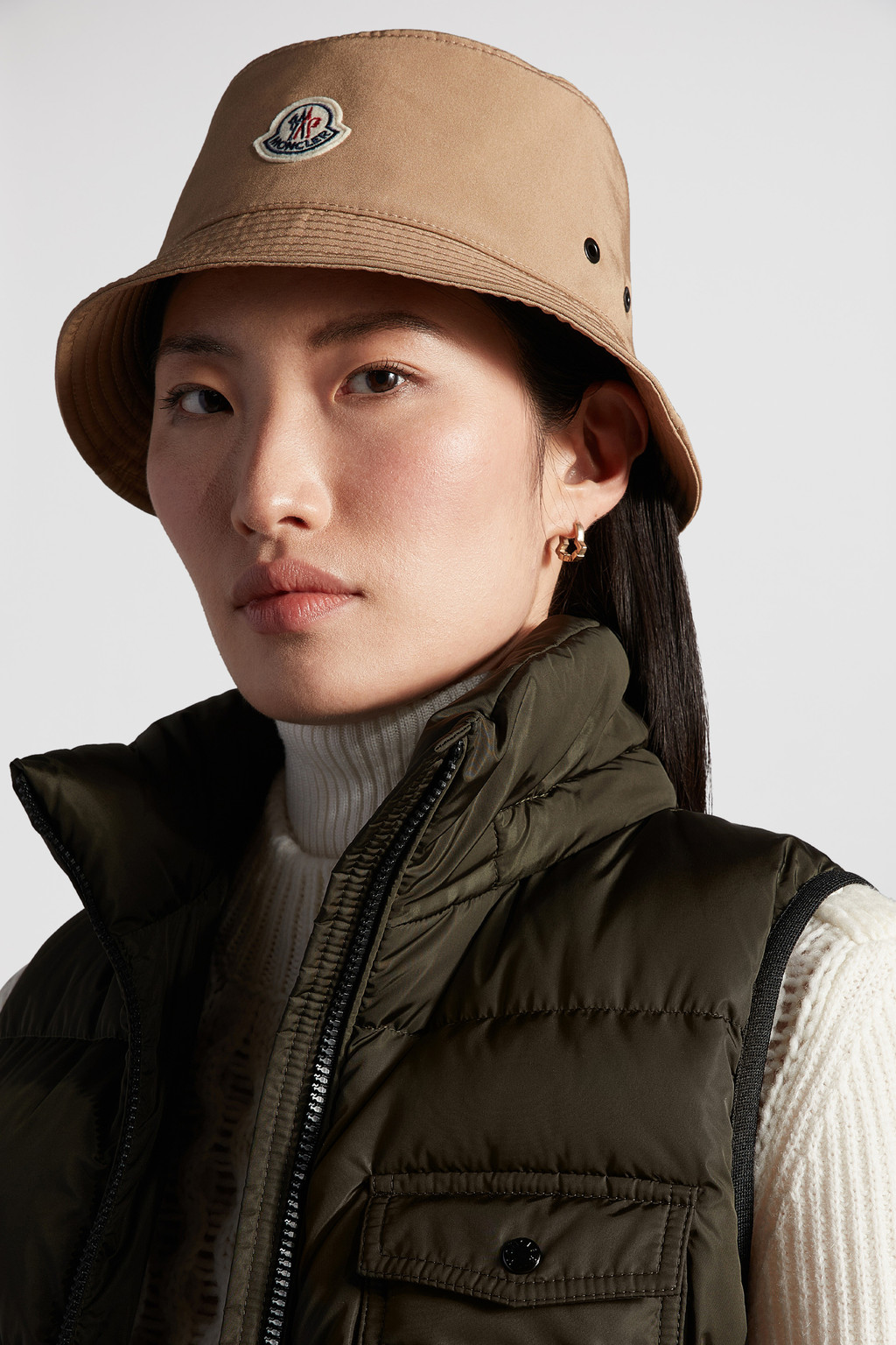 Camel Beige Cotton Bucket Hat - Hats & Beanies for Women | Moncler GB