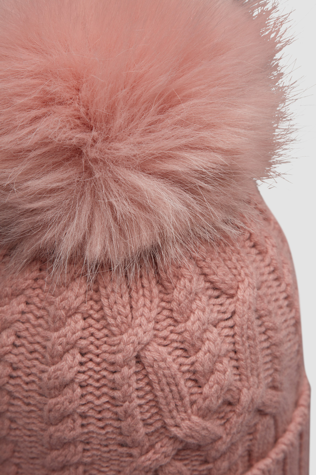 Bonnet en mélange de cachemire avec pompon Rose Clair - Chapeaux ...