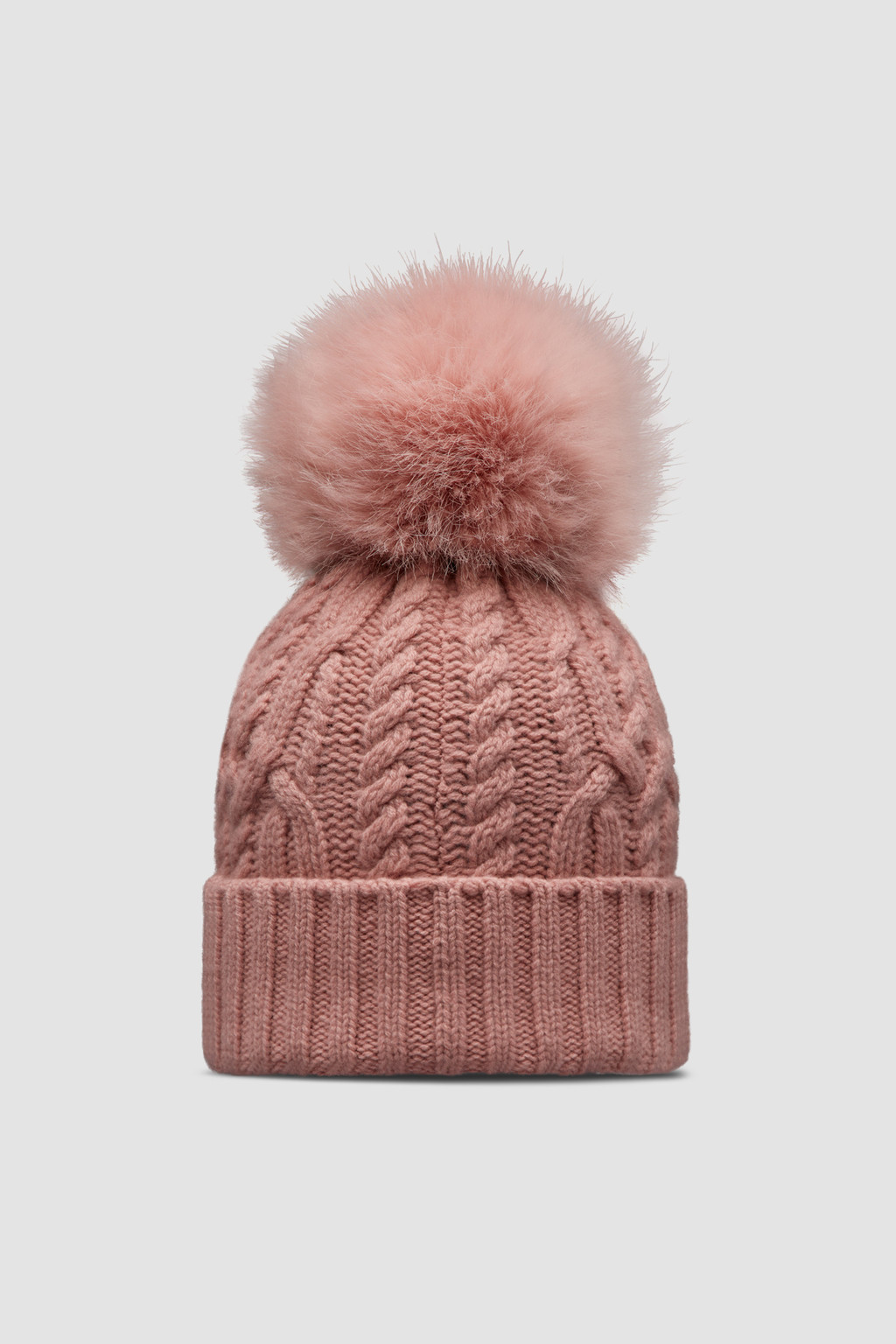 Bonnet en mélange de cachemire avec pompon Rose Clair - Chapeaux ...