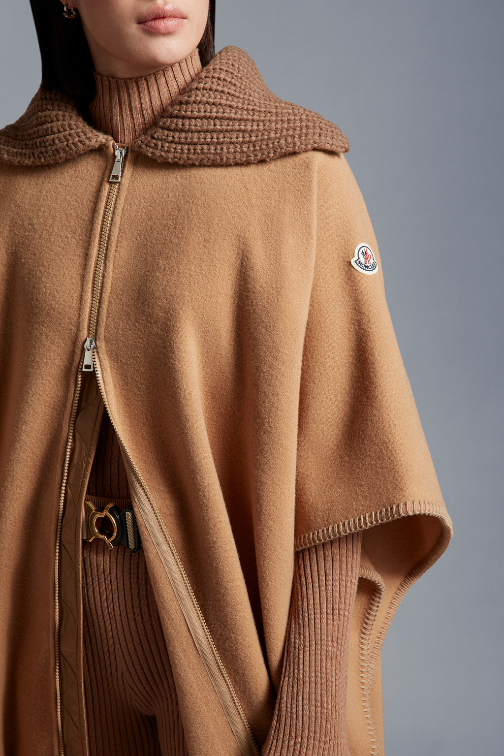Camel Beige Wool Felt Cape - Capes for Women | Moncler GB