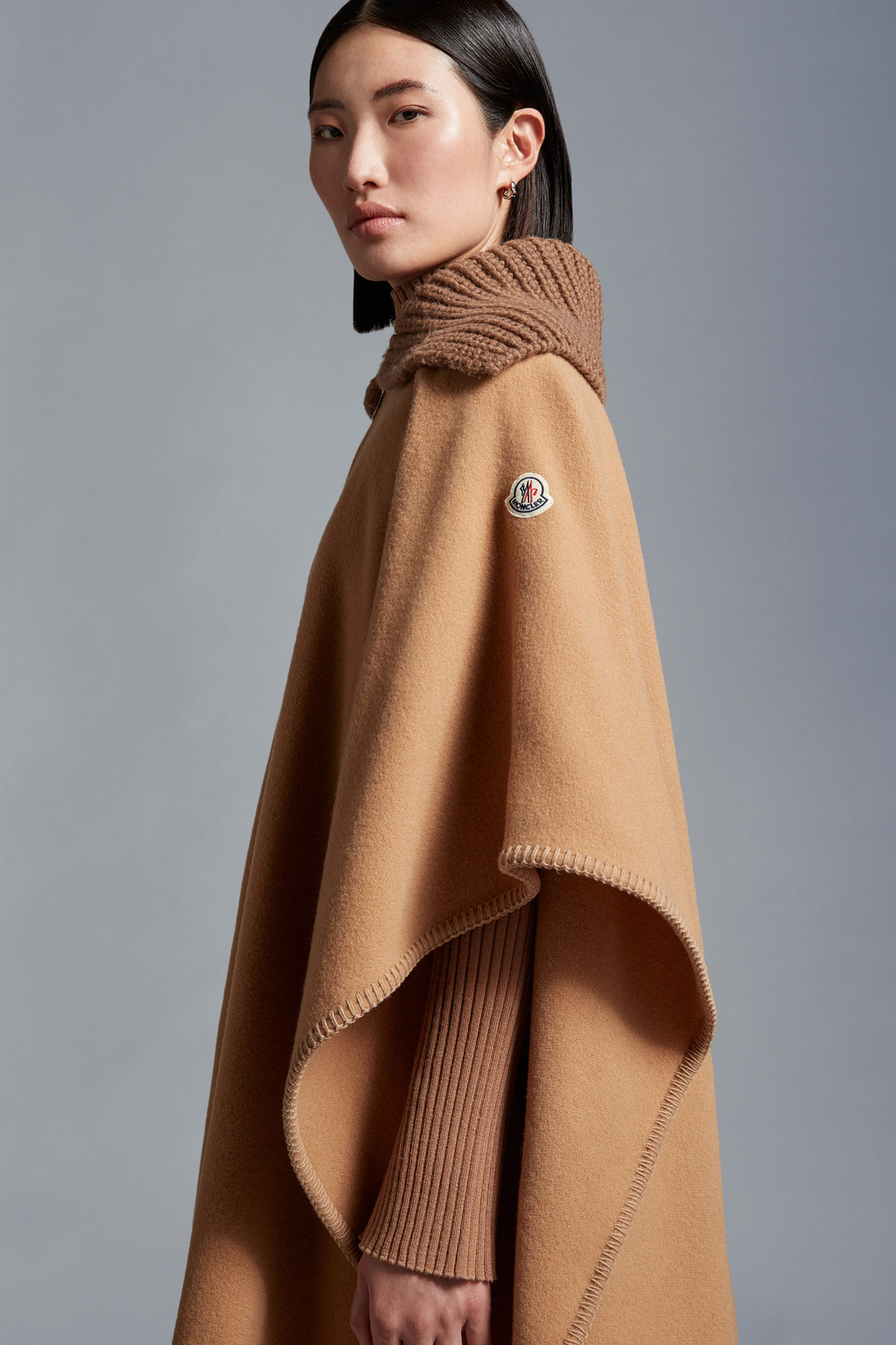 Camel Beige Wool Felt Cape - Capes for Women | Moncler GB
