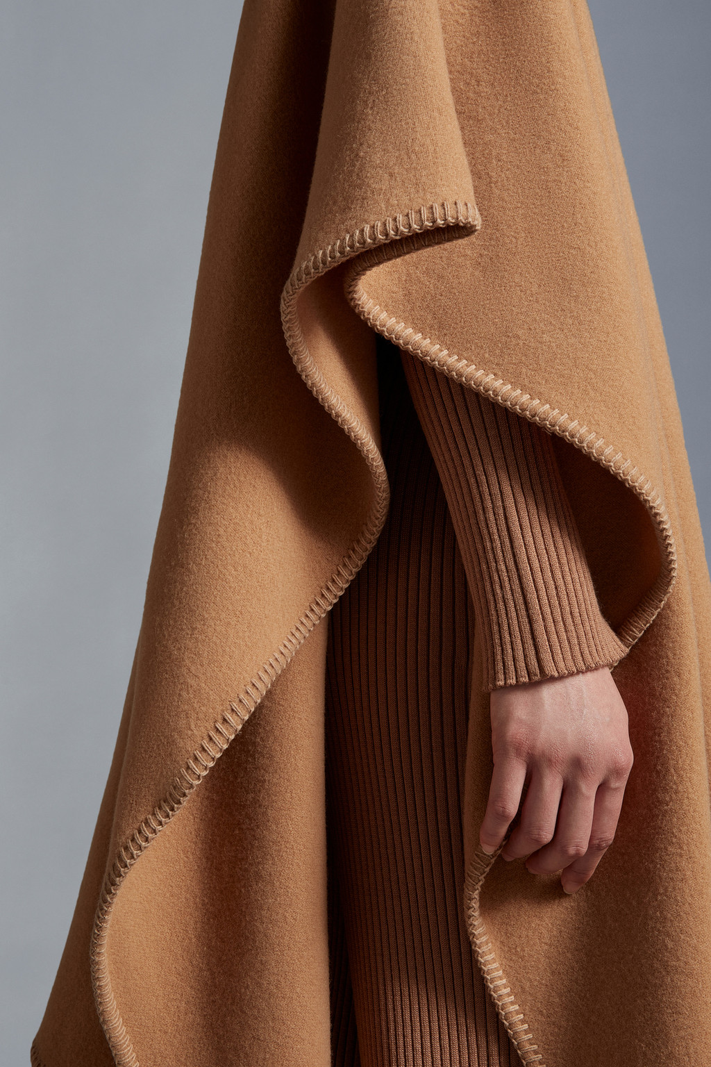 Camel Beige Wool Felt Cape - Capes for Women | Moncler GB
