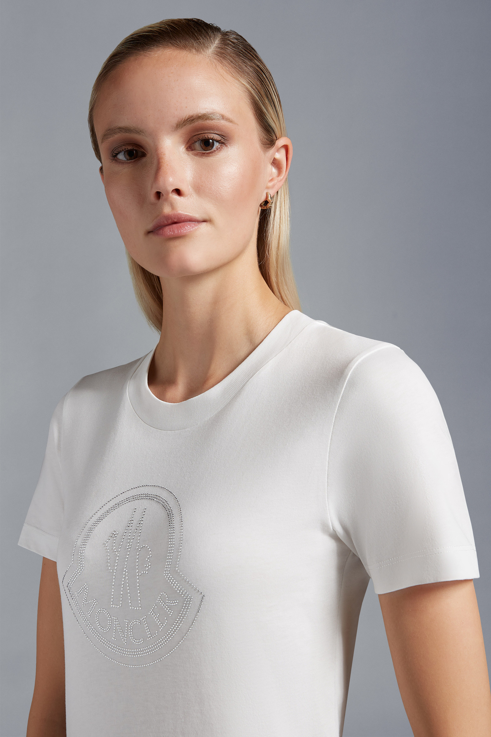 Off White Crystal Logo T-Shirt - Tops & T-Shirts for Women | Moncler HK