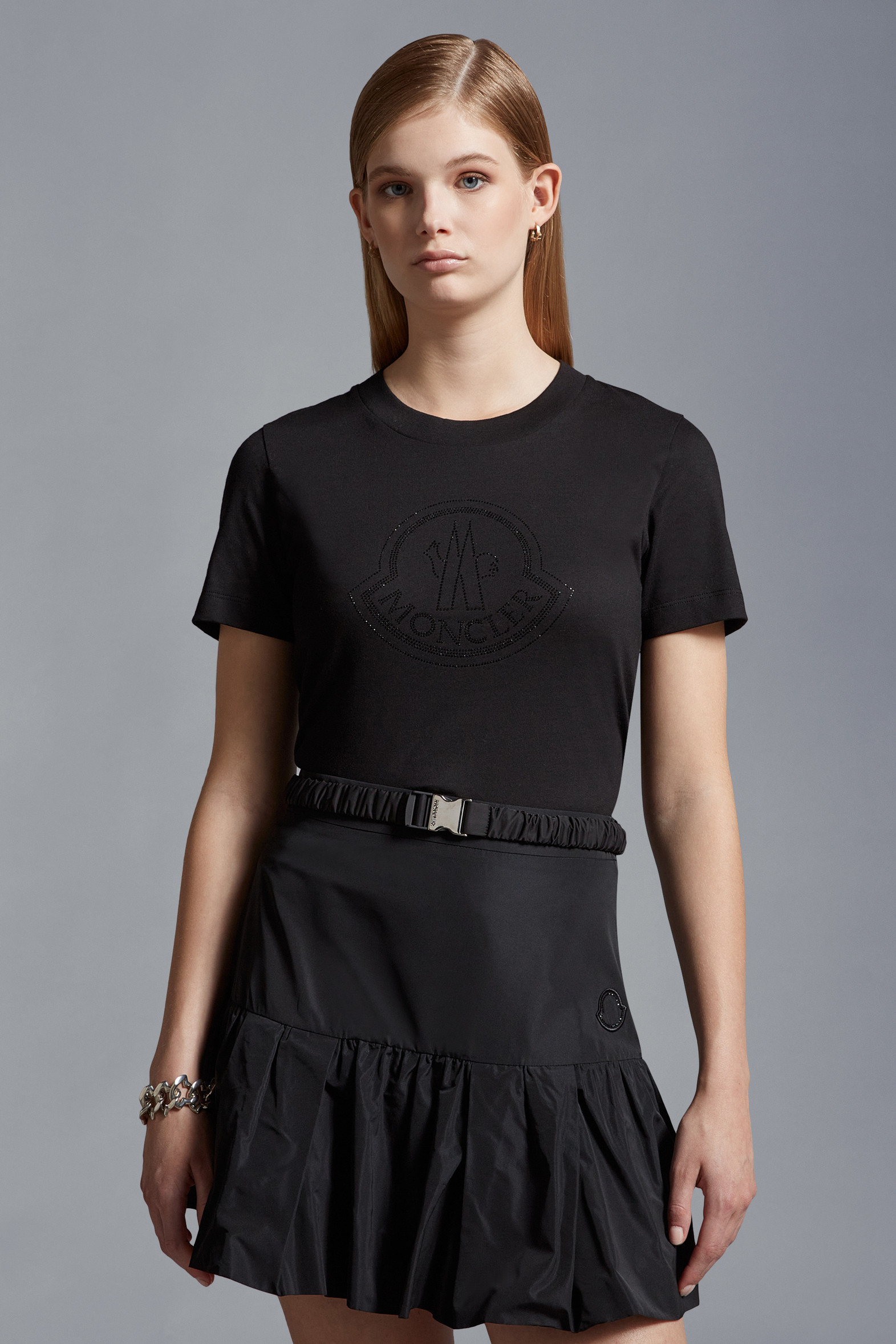 Black Crystal Logo T-Shirt - Tops & T-Shirts for Women | Moncler HK