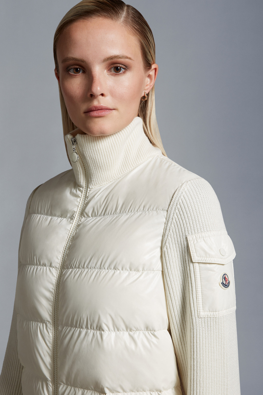 White Padded Wool Cardigan - Sweaters & Cardigans for Women | Moncler DE