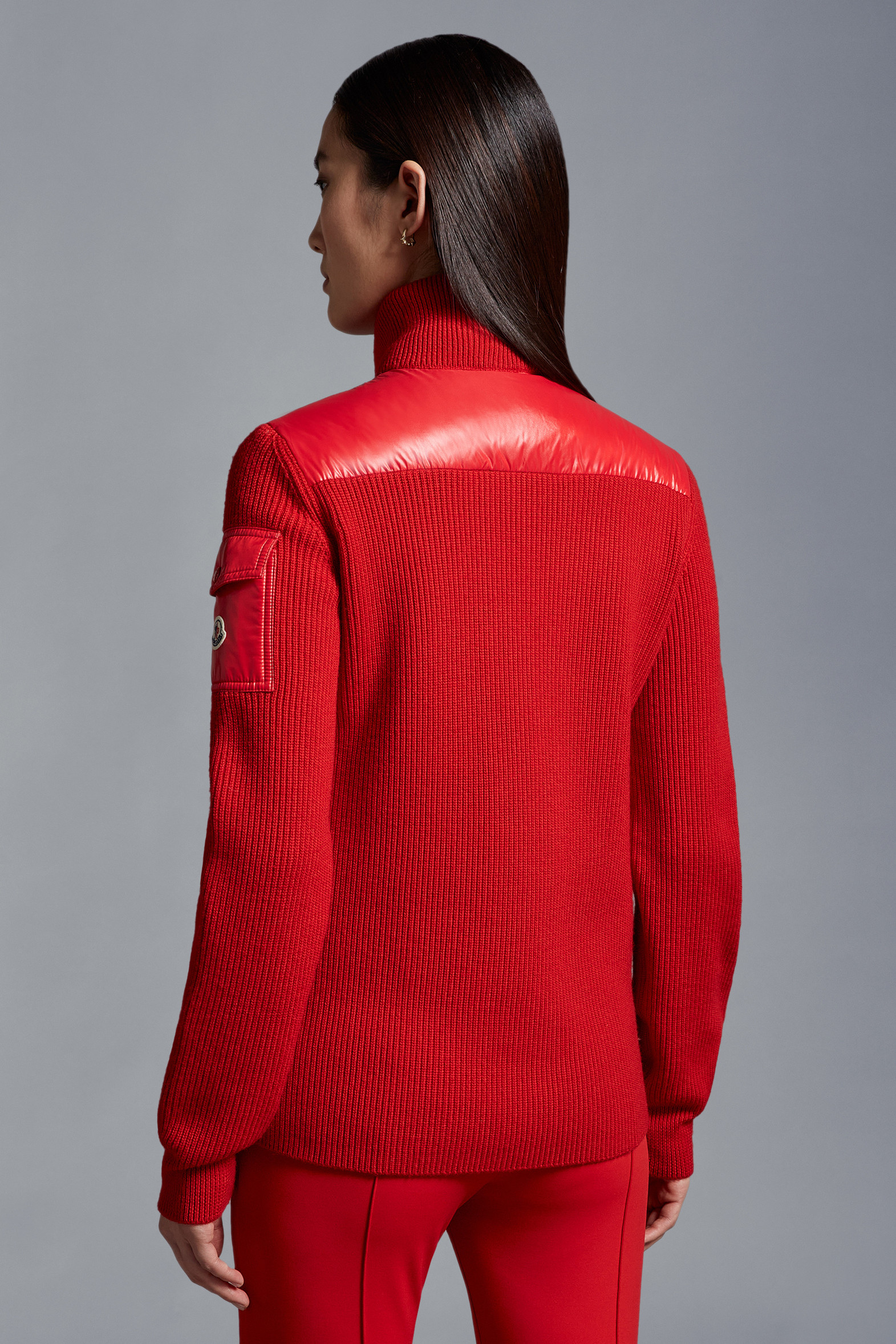 Scarlet Red Padded Wool Cardigan - Sweaters & Cardigans for Women ...