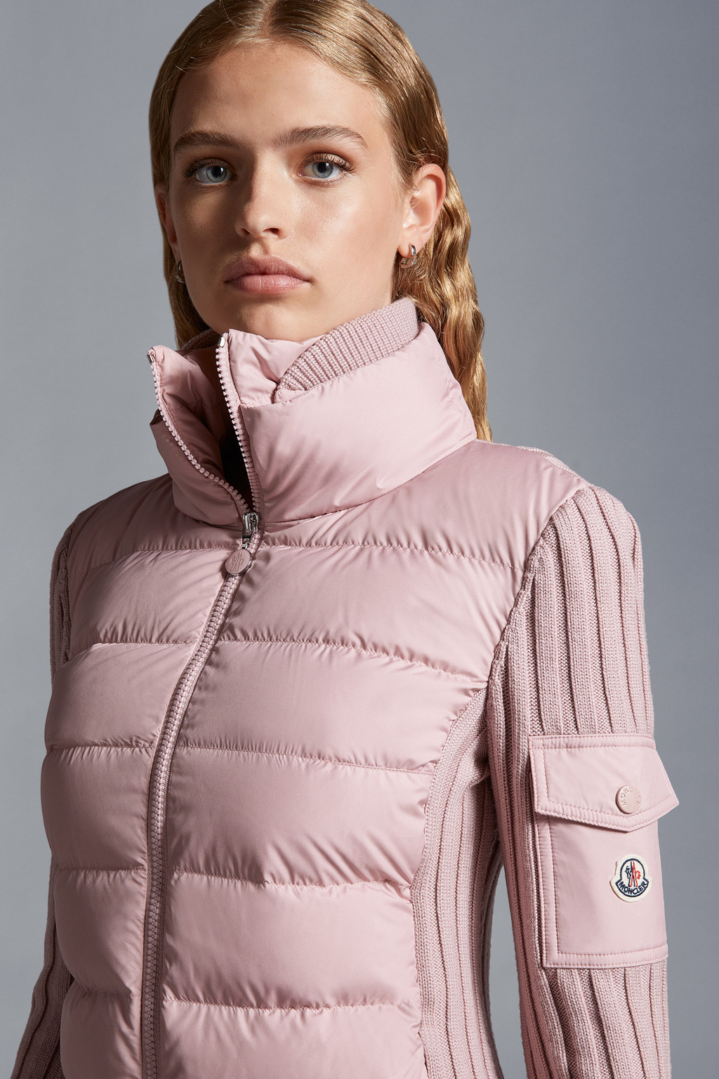 Light Pink Padded Wool Cardigan - Sweaters & Cardigans for Women ...