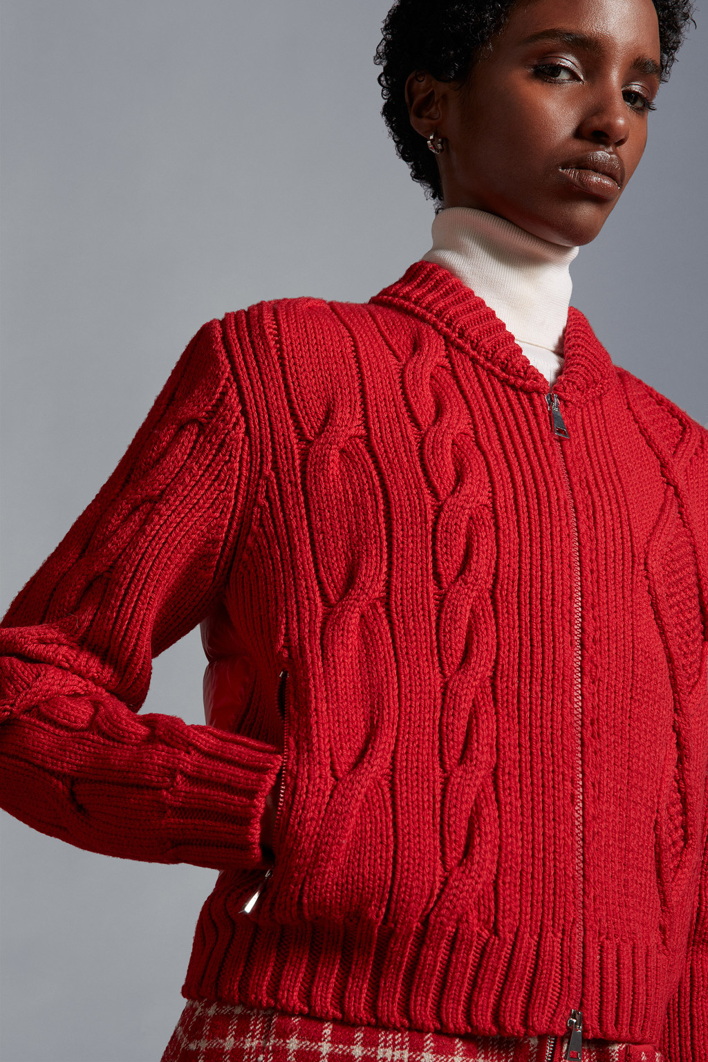 Scarlet Red Padded Wool Zip-Up Cardigan - Sweaters & Cardigans for ...