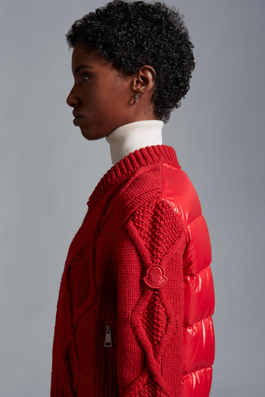 Scarlet Red Padded Wool Zip-Up Cardigan - Sweaters & Cardigans for ...