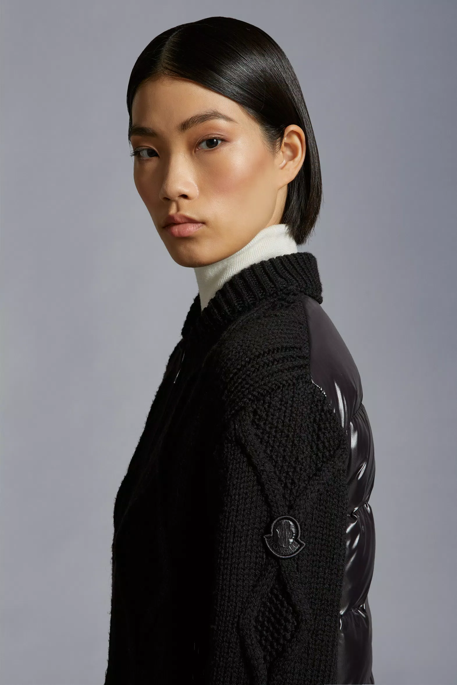 Black Padded Wool Zip Up Cardigan Sweaters And Cardigans For Women
