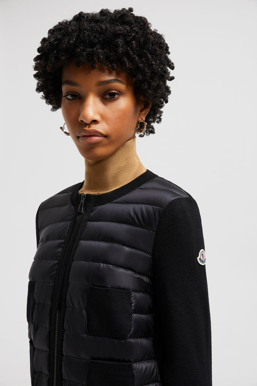 Black Padded Wool Cardigan - Sweaters & Cardigans for Women | Moncler US