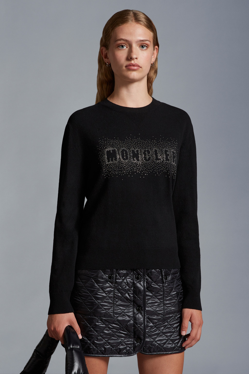 Black Crystal Logo Wool Jumper - Sweaters & Cardigans for Women ...