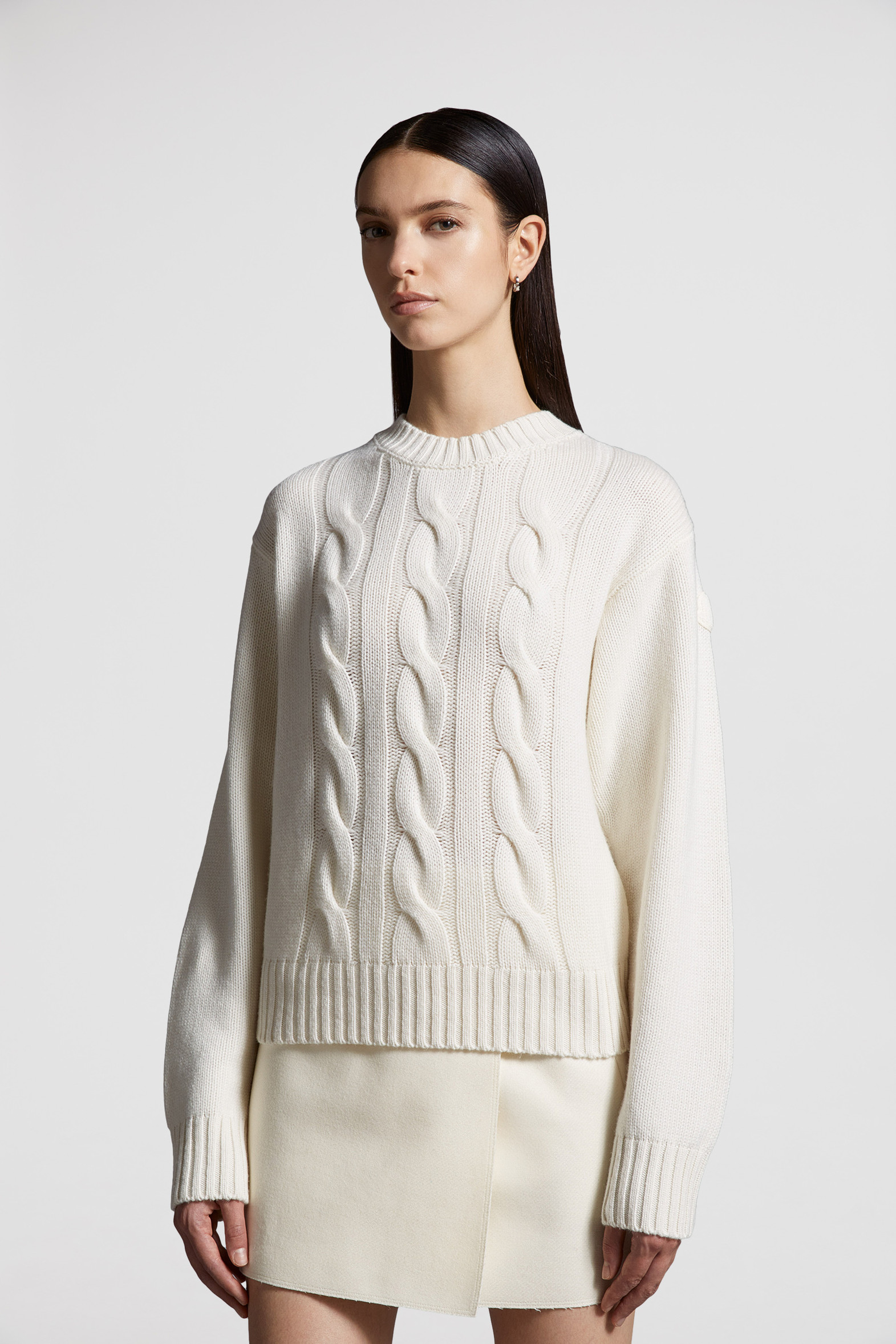 Off White Cable Knit Cashmere Jumper - Sweaters & Cardigans for Women ...