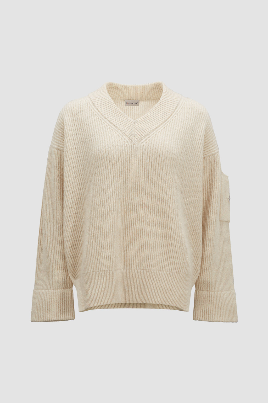 White Ivory Wool Blend Jumper - Sweaters & Cardigans for Women | Moncler SG