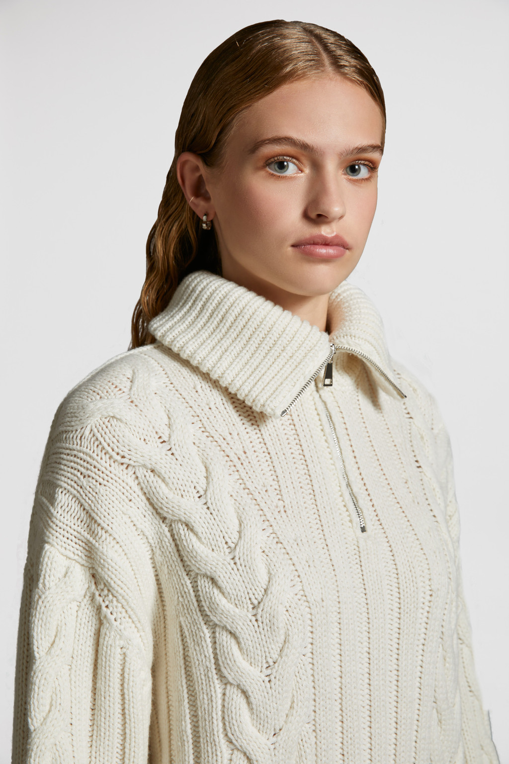 Pull à col roulé en cachemire torsadé Blanc - Pulls & cardigans Femme ...