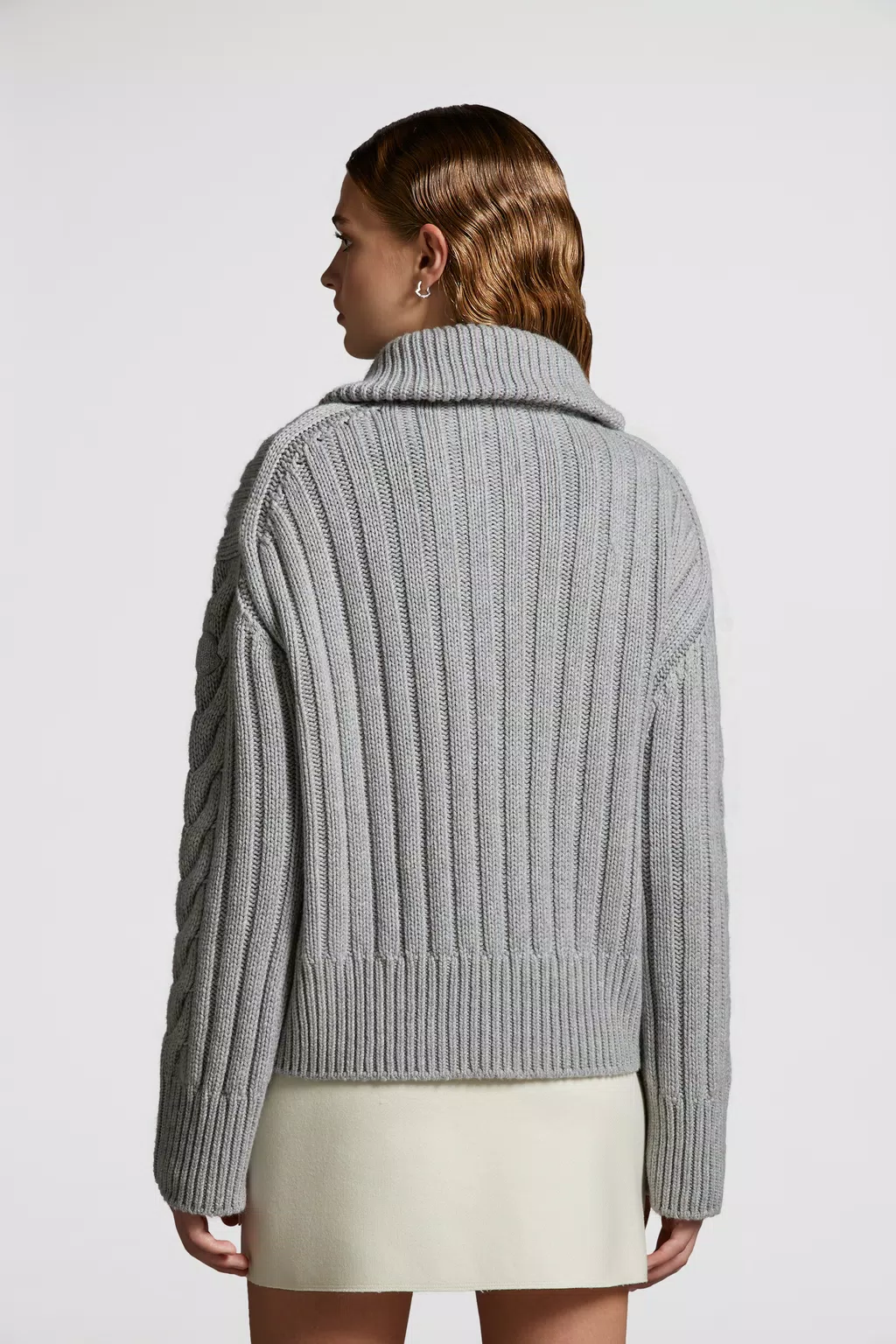 Grey Cable Knit Cashmere Turtleneck Sweater Sweaters And Cardigans For